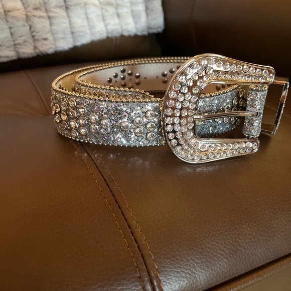 Accessories | Silver Rhinestone Studded Belt | Poshmark